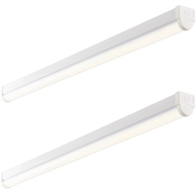 2 PACK 4ft High Lumen Batten Light - 42.5W Cool White LED - Gloss White ...