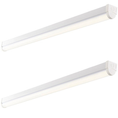 2 PACK 5ft High Lumen Batten Light - 65.5W Cool White LED - Gloss White ...