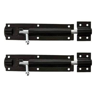 2 PACK 6" BLACK TOWER BOLT Gate Door Shed Latch Locks | DIY at B&Q