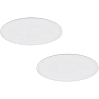 2 Pack 600mm Modern LED Ceiling Light - White Slim Round Design 36W 4000K