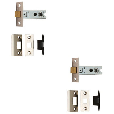 2 PACK - 64mm Bolt Through Tubular Door Latch Square Strike Plate ...