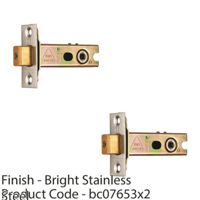 2 PACK - 64mm Tubular Deadbolt Lock & 5mm Follower - Bright Stainless ...