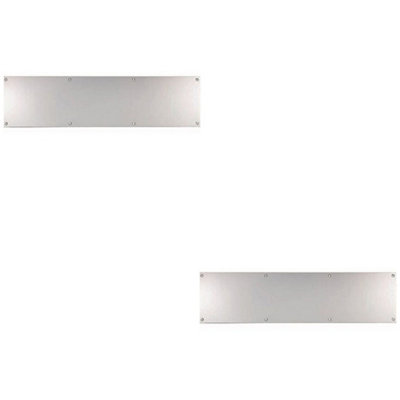 2 PACK - 675mm x 150mm Plain Door Kickplate - Satin Stainless Steel ...