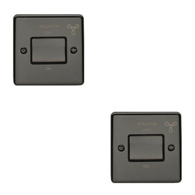 2 PACK 6A Extractor Fan Isolator Switch BLACK NICKEL & Black Trim 3 ...