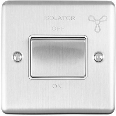 2 PACK 6A Extractor Fan Isolator Switch SATIN STEEL & White Trim 3 Pole ...