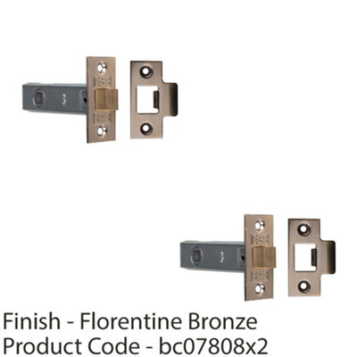 2 PACK - 76mm Standard Tubular Door Latch Square Strike Plate & Forend ...