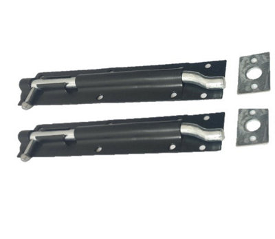 2 Pack 8" Black Tower Bolt Gate Door Shed Latch Locks - Aluminium