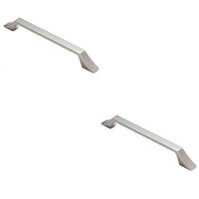 2 PACK - Angular Kitchen Pull Handle Satin Nickel 160mm Centres Shaker ...