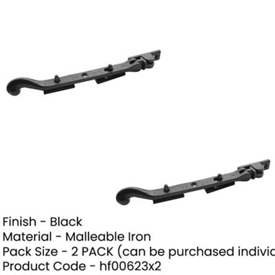 2 PACK Antique Black Casement Stay 250mm for Windows - Window Peg Bar