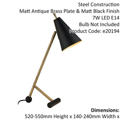 2 PACK Antique Brass & Matt Black Task Lamp - Modern Adjustable Table ...
