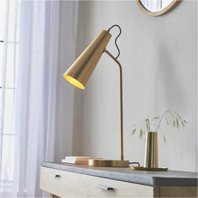 2 PACK Antique Brass Task Lamp - Adjustable Long Shade - Industrial ...