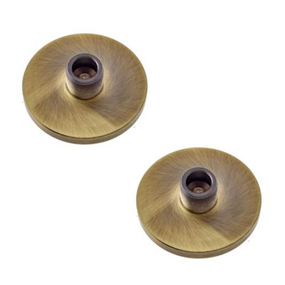2 PACK Antique Brass Wall-Mounted Door Stops with Plain Bases - Solid ...