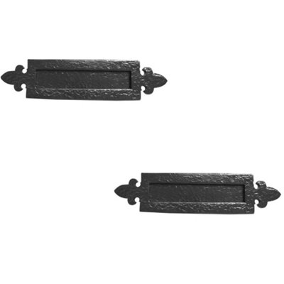 2 PACK Antique Fleur De Lys Black Letterplates - 236x84mm Decorative ...