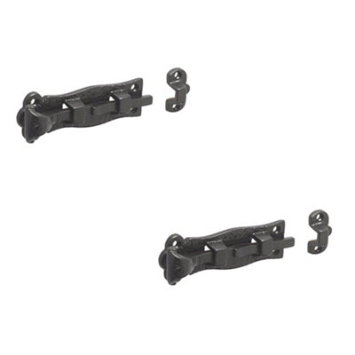 2 PACK Antique Straight Bolts 125mm in Elegant Black Finish for Home ...