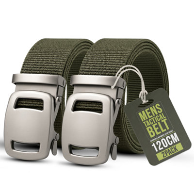 2 Pack Army Green Mens Nylon Canvas Webbing Belts with Quick Release ...