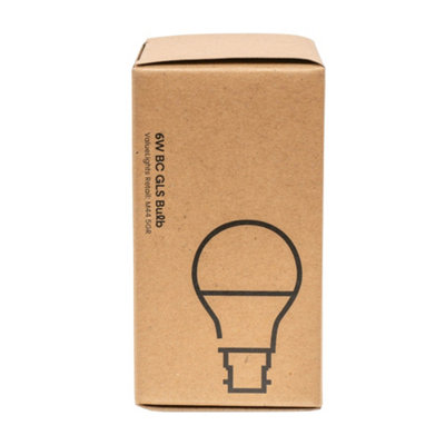 2 Pack B22 White Thermal Plastic GLS LED 6W Warm White 3000K 500lm ...