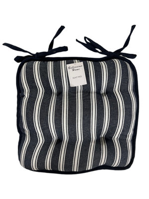 2 Pack Bellissimo Home Navy Stripe Chunky Seat Pads | DIY at B&Q