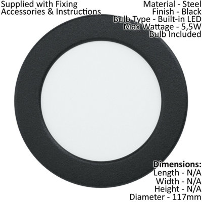 2 Pack Black Round LED Flush Downlights for Wall and Ceiling