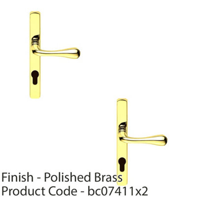 2 PACK - Brass Multi-Point Locking Security Door Handle - 92mm Centres ...