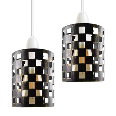 2 Pack Brushed Brass Metal Bulb Guard Drum Shaped Lamp Shades for ...