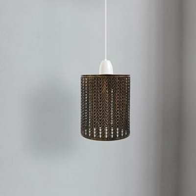 2 Pack Brushed Copper Metal Bulb Guard Drum Shaped Lamp Shades for ...