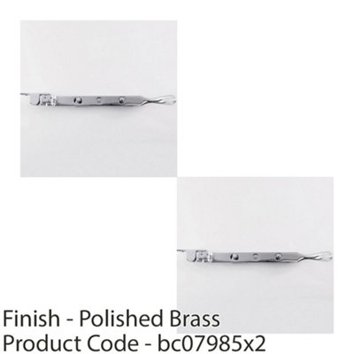 2 PACK - Bulb Ended Casement Window Stay 203 x 16mm Polished Brass Pear ...