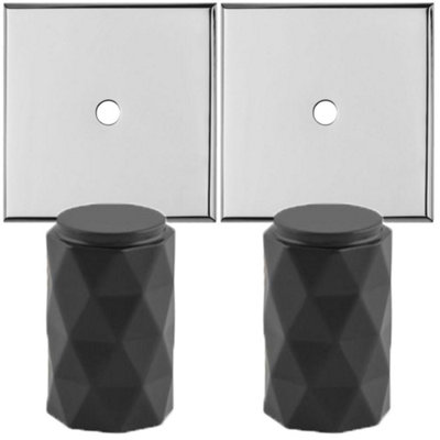 2 PACK - Cabinet Door Knob & Contrasting Backplate Set - Diamond ...
