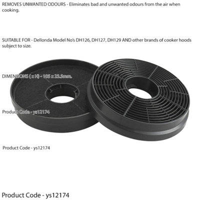 2 PACK Carbon Air Filters For Kitchen Cooker Hood Extractor Fan - 105mm ...