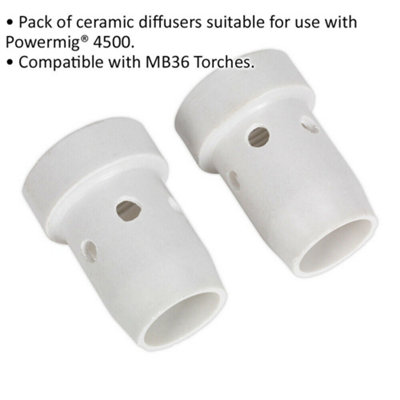 2-Pack Ceramic Diffusers for MB36 Torches - MIG Welding Essential