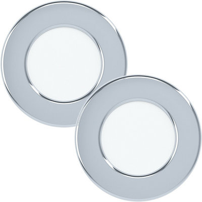 2 Pack Chrome Round LED Flush Downlights for Wall and Ceiling - 2.7W ...