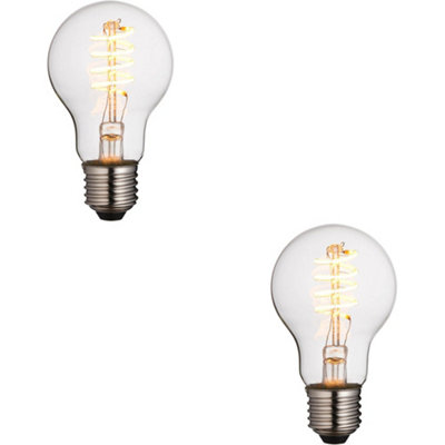 2 PACK Clear Glass 4W E27 GLS LED Light Bulb - Dimmable Warm White ...