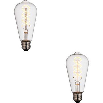 2 PACK Clear Glass 4W E27 Pear Filament LED Light Bulb - Dimmable Warm ...