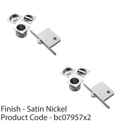2 PACK - COMPLETE LOCKING SLIDING POCKET DOOR PACK SET- SATIN NICKEL ...