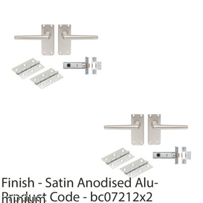 2 PACK - Contract Straight Door Handle & Latch Pack Set- Satin ...