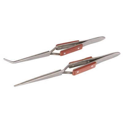 2 PACK Cross Action Tweezer Set Self Closing Precision Hobby Tool Pick ...