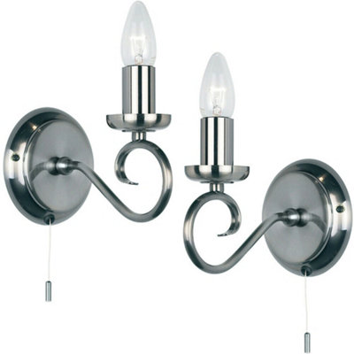 2 PACK Dimmable LED Wall Light Antique Silver Classic Lounge Lamp Bulb ...