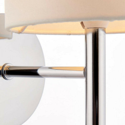 2 PACK Dimmable LED Wall Light Chrome & Off White Shade Modern Lamp ...