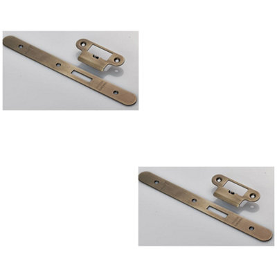 2 PACK - Door Frame Forend Strike & Fixing Pack Set- DIN Latch Antique ...
