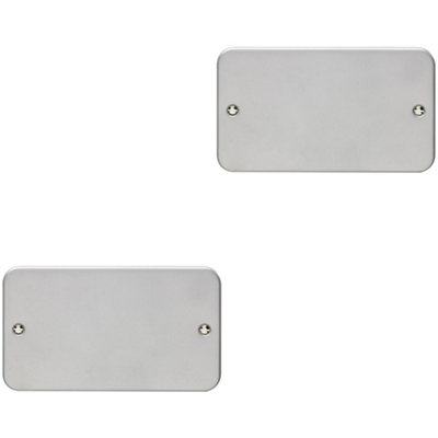 2 PACK Double HEAVY DUTY METAL CLAD Blanking Plate Round Edged Wall Box ...