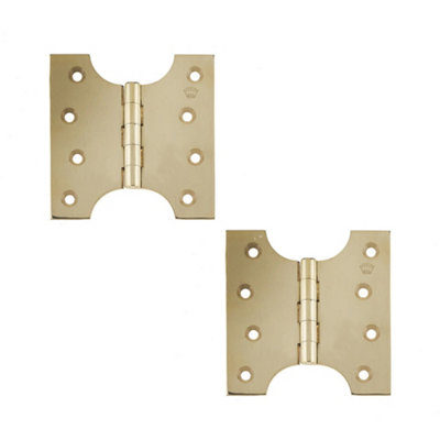 2 PACK Durable Budget Parliament Hinge - 102x100x4mm Polished Brass ...