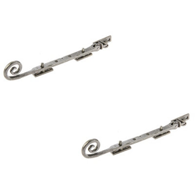 2 PACK Durable Curly Tail Casement Stays in Pewter Finish - 245x15x6mm ...
