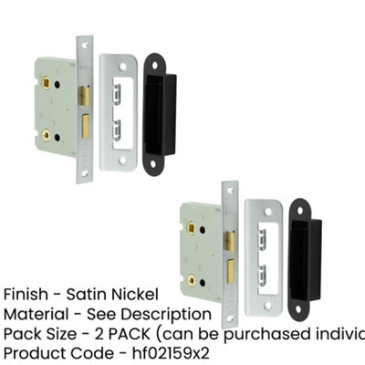 2 PACK Durable Satin Nickel Bathroom Locks with Square Forend and ...