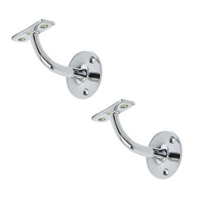 2 PACK DURABLE SOLID BRASS HANDRAIL BRACKETS IN POLISHED CHROME FINISH ...