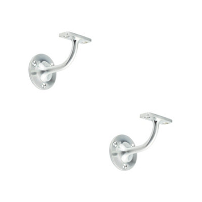 2 PACK Durable Zinc Handrail Brackets in Satin Chrome Finish - 63mm ...