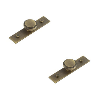 2 PACK Elegant 40mm Antique Brass Cupboard Knob with Stepped Backplate ...