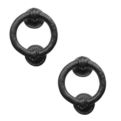 2 PACK Elegant Antique Black Ring Door Knockers - 100mm Premium Quality ...