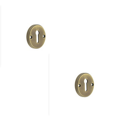 2 PACK Elegant Knurled Keyway Escutcheon in Antique Brass for Stylish ...