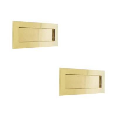 2 PACK Elegant Polished Brass Plain Letterplates 355x115mm for Home and ...