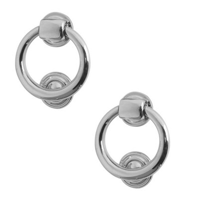 2 PACK Elegant Polished Chrome Ring Door Knockers - 100mm Diameter ...