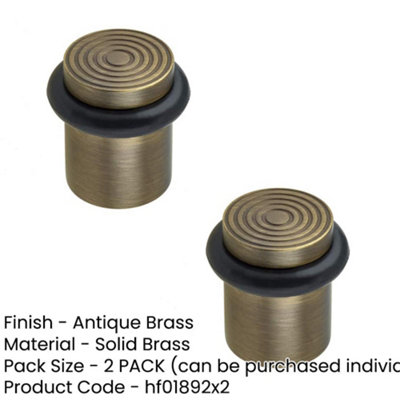 2 PACK Elegant Reeded Door Stops in Antique Brass Finish - Solid Brass ...